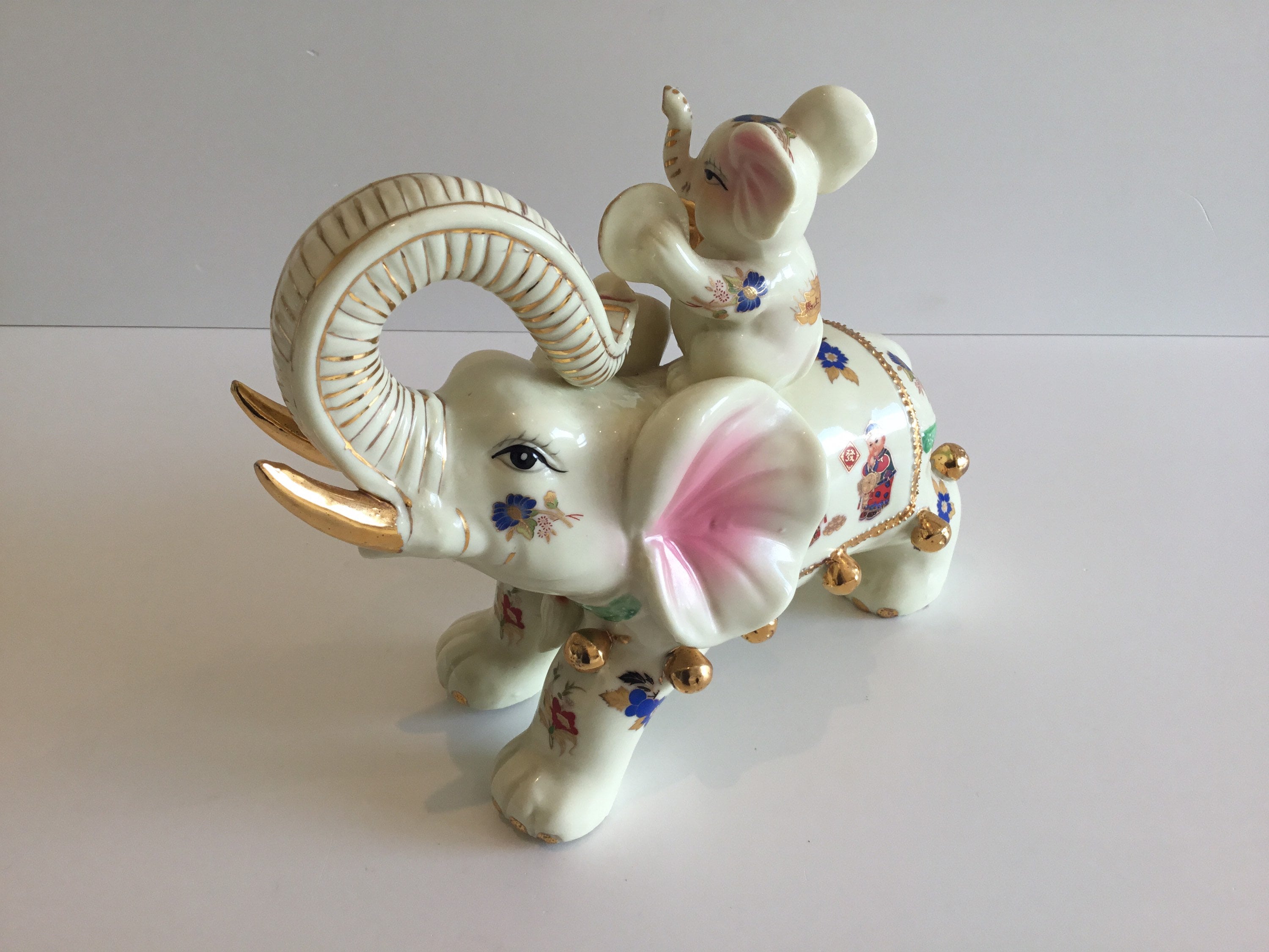 Large Porcelain Elephants 1950s Made in China - Etsy