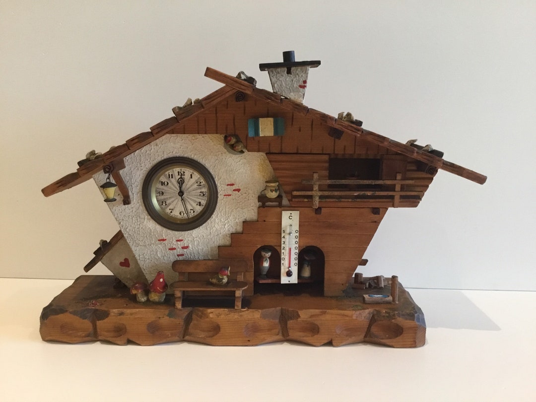 Large Wooden Chalet (1950s) Table Clock - Barometer Made in Germany - Etsy