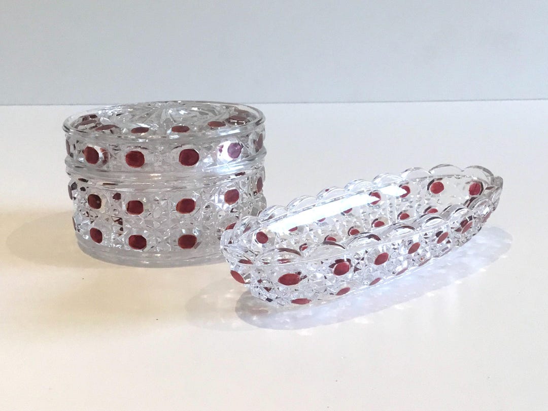Antique Crystal Set | Baccarat France 1880s Box With Saucer, Signed ...