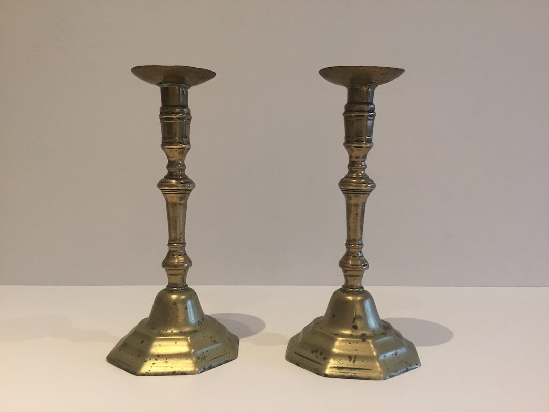 Antique Brass Candlesticks | Late 1800s French Pair, Original Patina ...