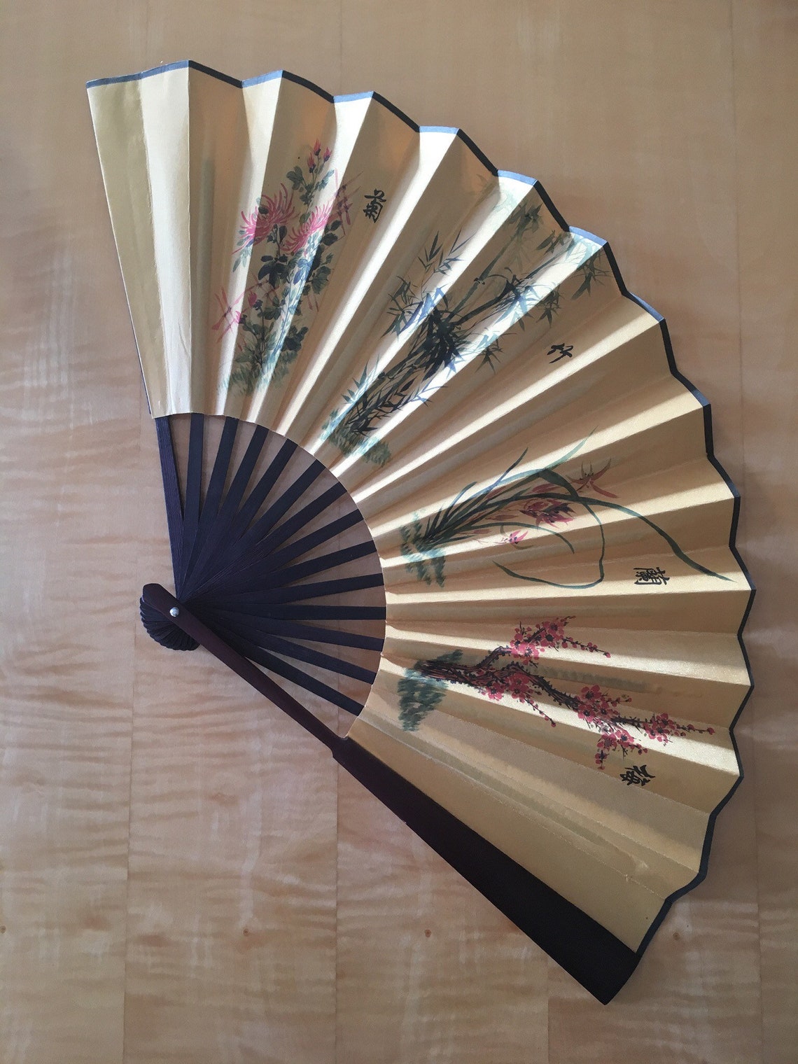 Chinese Fan in Silk 1970s - Etsy