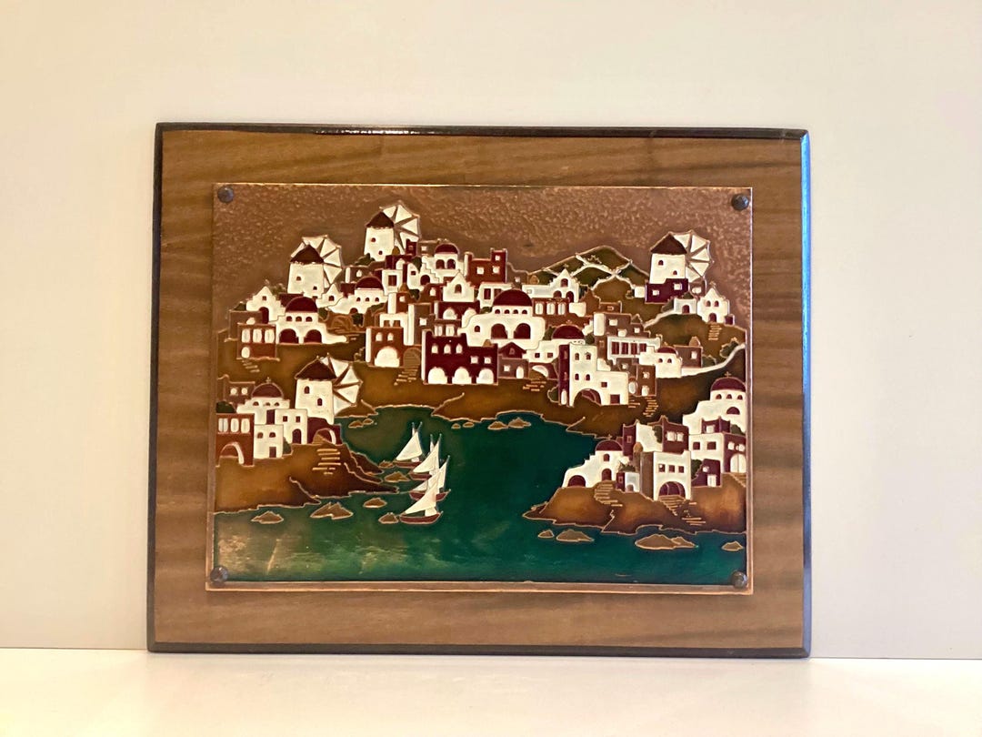 Vintage Wall Art Greek Enamel Metal Plaque by AETHRA, 1950s Mid Century ...