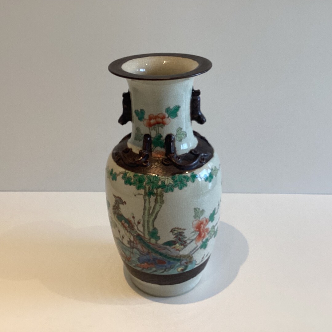 Vases Crakle, Nanking Ceramic Bird, Flowers Vase Nankin China 19th ...