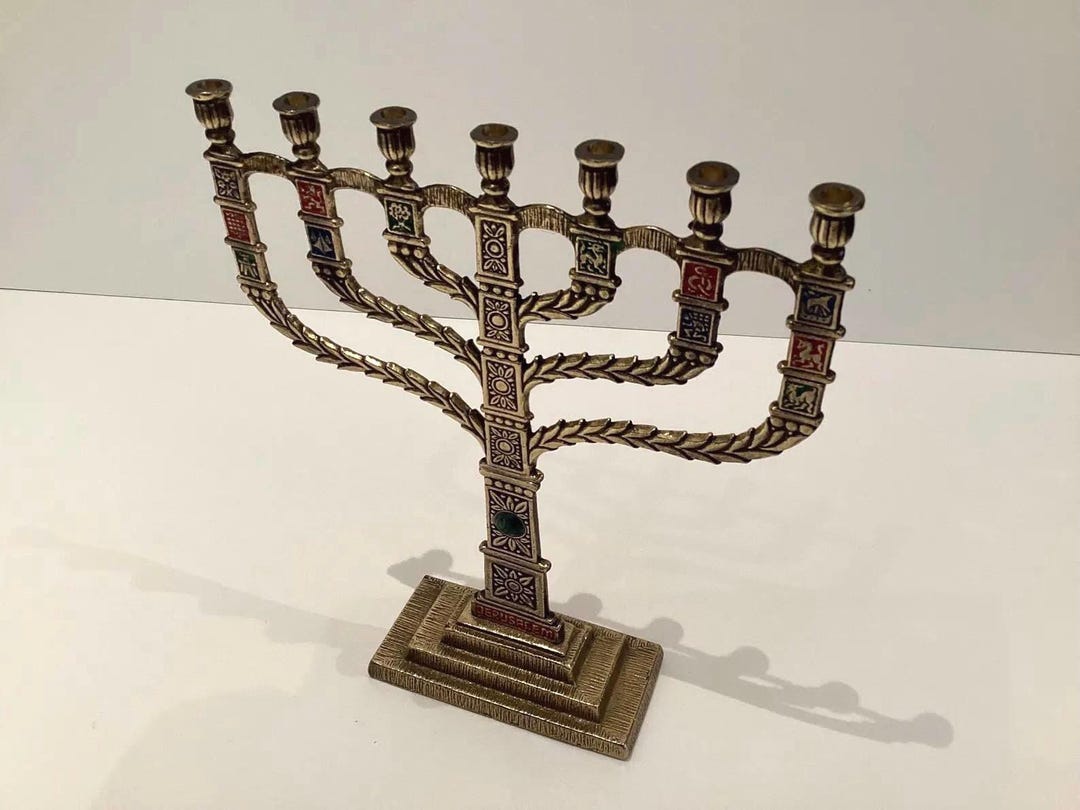 Vintage Menorah [1960s] Eilat Stone Jerusalem, RD Signed Seven Branch ...