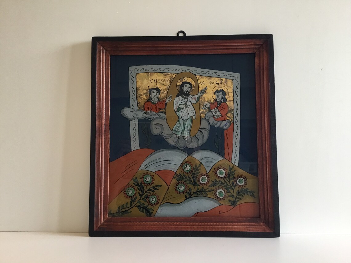 Rare Orthodox Icon 1900s on Reverse Glass - Etsy