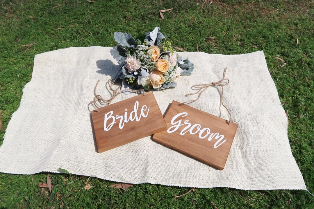 Rustic Wedding Chair Signs. Bride and Groom. Wedding Sign. Wedding ...