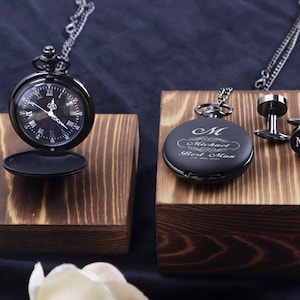 Personalized Black Pocket Watch, Groomsmen Gifts, Custom Pocket Watch ...