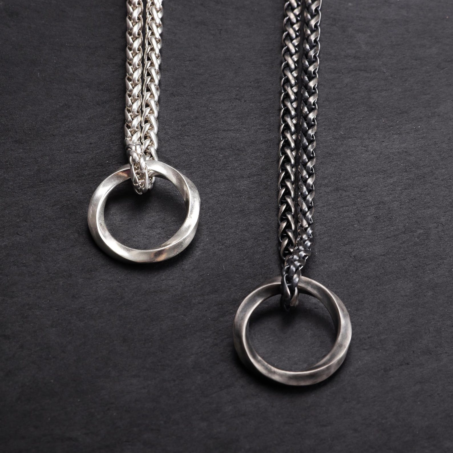 Sterling Silver Mobius Circle Pendant Necklace, Necklace for Men ...