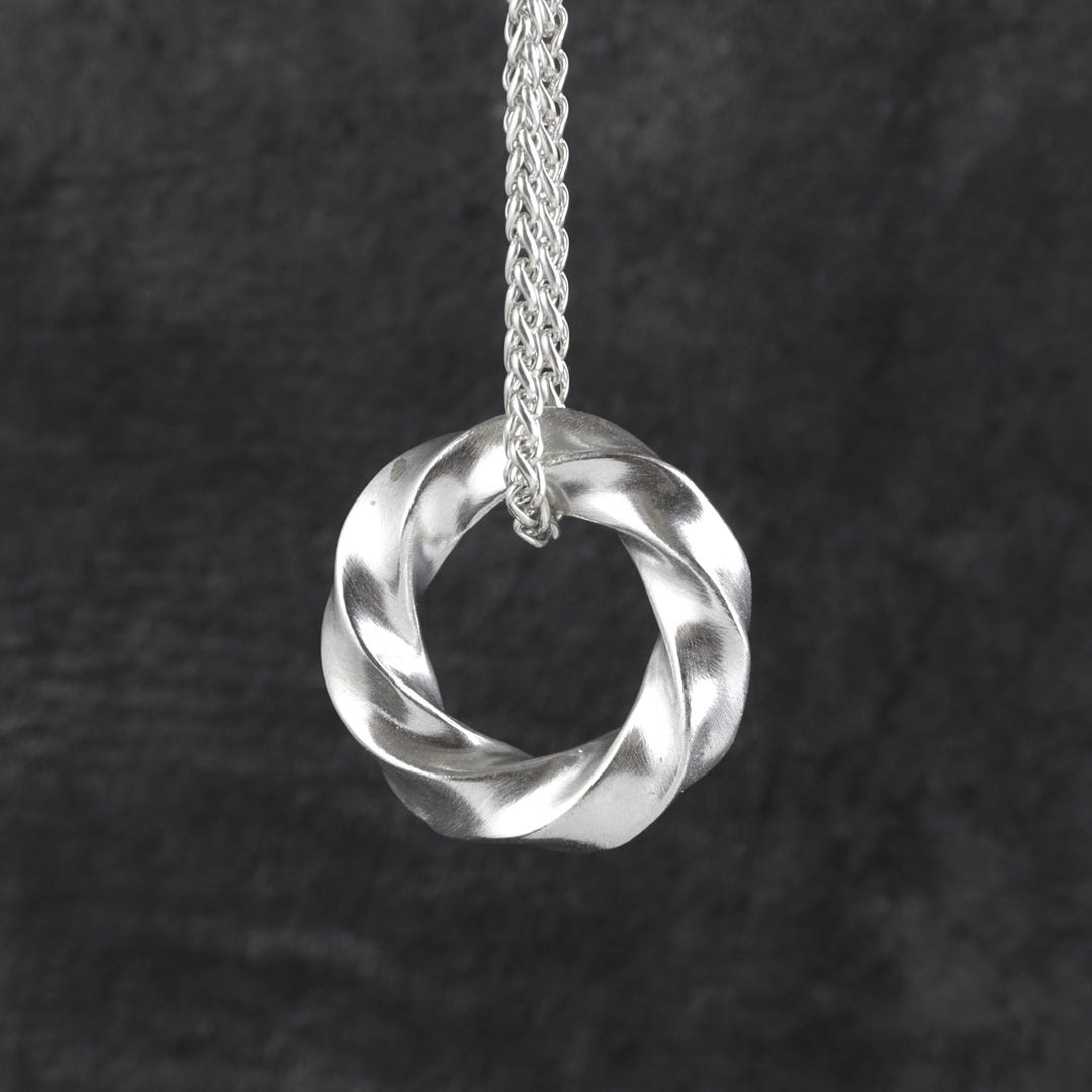 Sterling Silver Mobius Rings Pendant Necklace Mobius Circle Neckalce ...