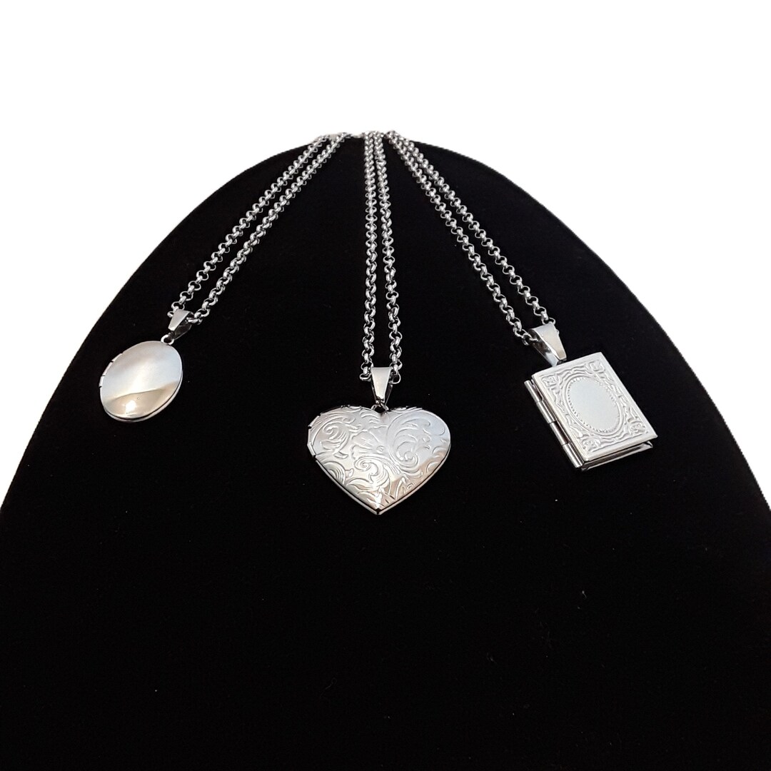 Custom Made Length Chains With Photo Lockets Heart Locket / Oval Locket ...