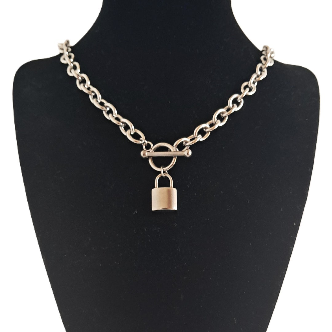 Padlock OT T-bar Toggle Necklace - Made to Measure - Silver Stainless ...