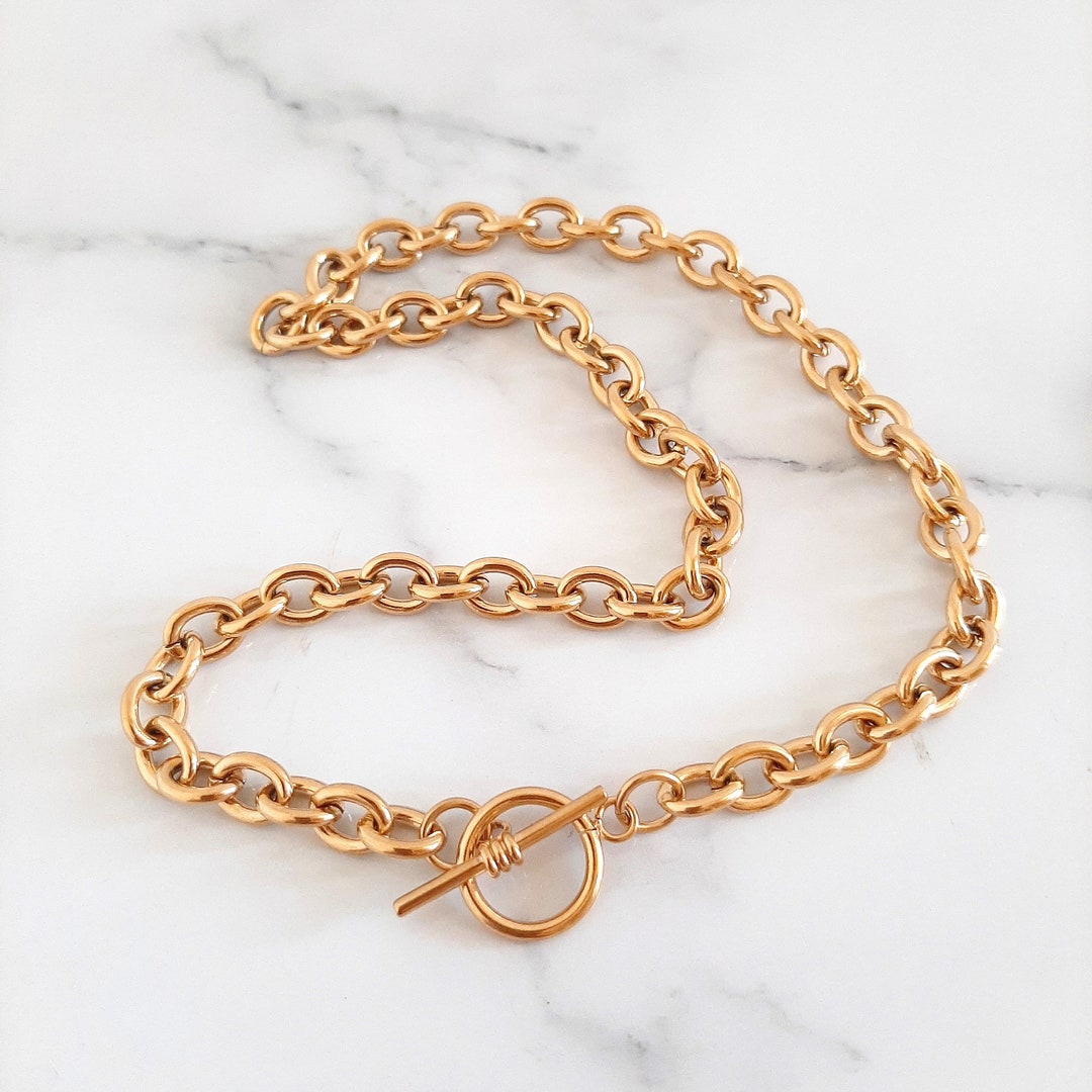 OT T-bar Toggle Necklace - Made to Measure Short Choker or Long - Gold ...