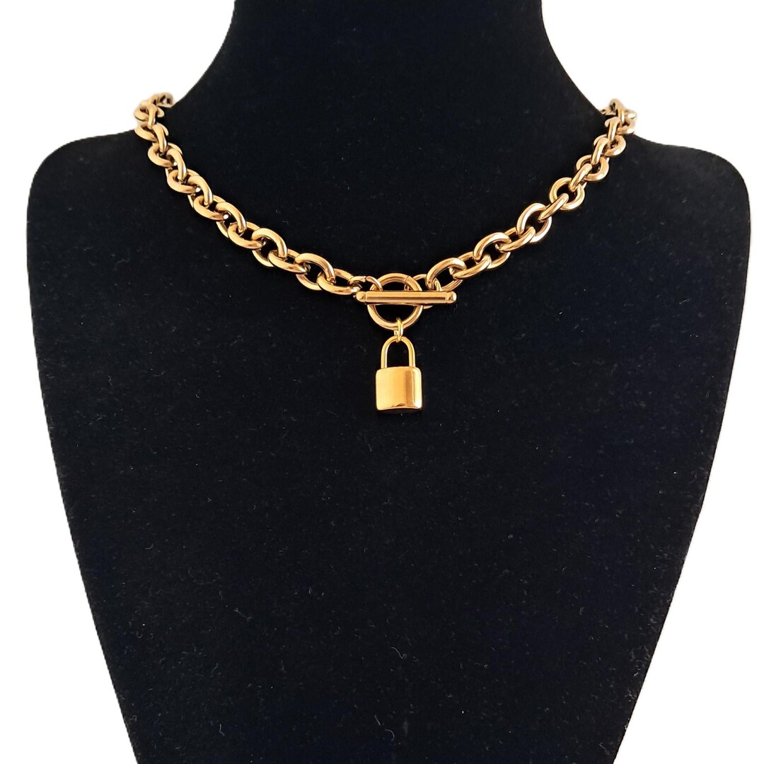 Padlock and OT T-bar Toggle Necklace - Made to Measure - Gold Over ...