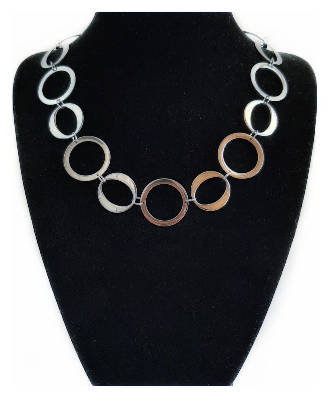 Big Circles Statement Necklace Circle Chain - Made to Measure Choker or ...