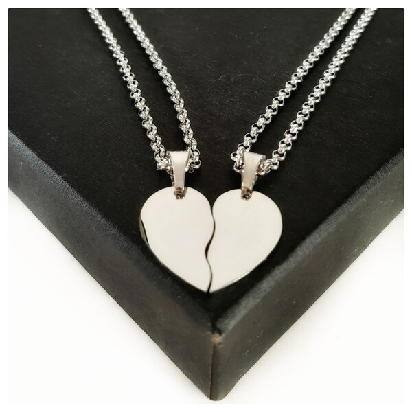 Split Heart Necklace - Etsy
