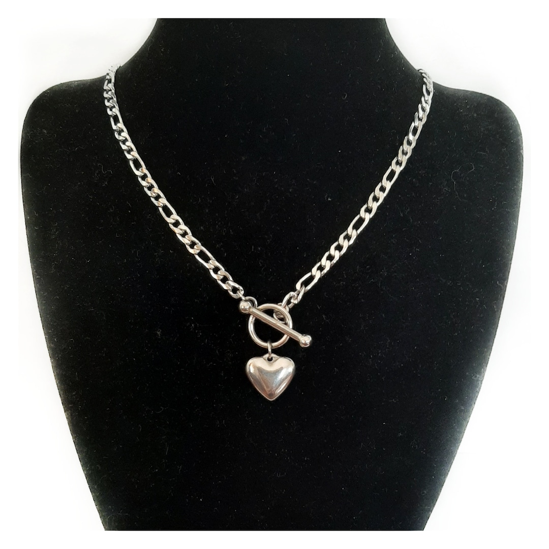 Love Heart OT T-bar Toggle Chain Necklace - Made to Measure - Silver ...