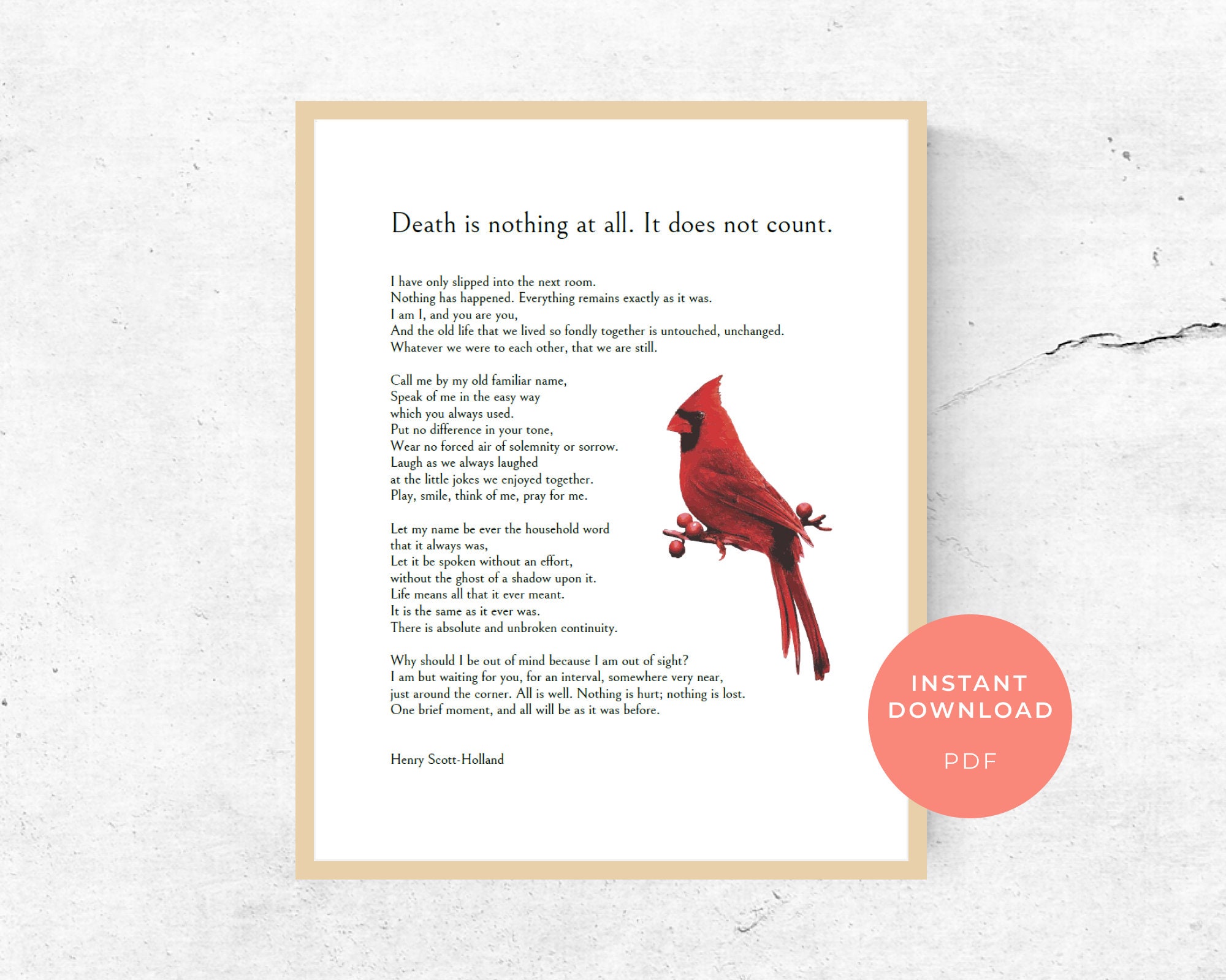Death is Nothing at All, Printable Art, Death of Loved One, Sympathy ...