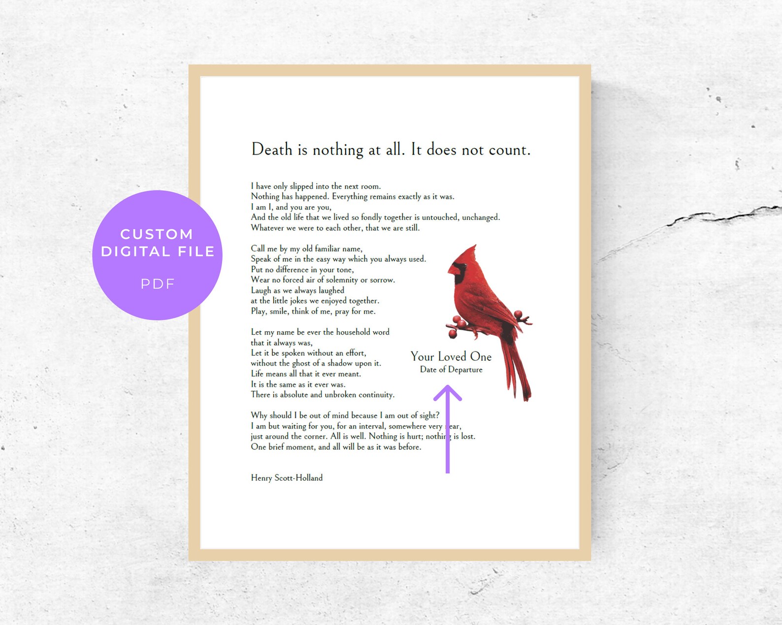 Death is Nothing at All, Printable Art, Death of Loved One, Sympathy ...