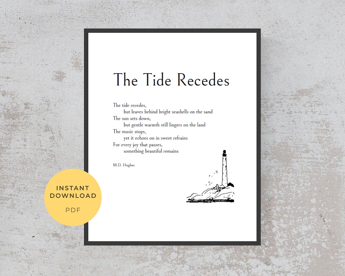 The Tide Recedes Printable Poem Printable Quote Art Beach - Etsy