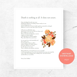 Death is Nothing at All, Printable Wall Art, Death of Loved One ...