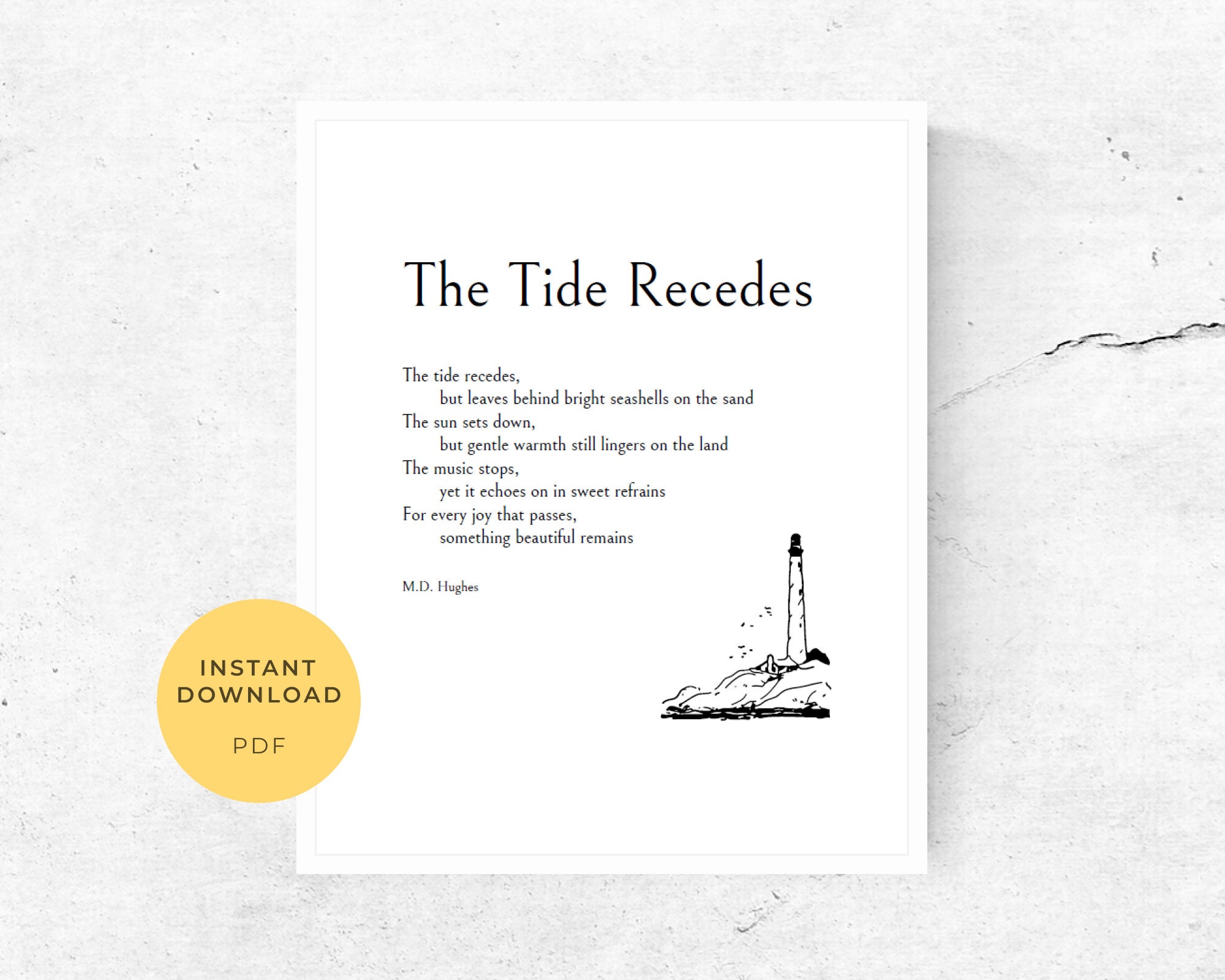 The Tide Recedes – Printable Poem, Printable Quote Art, Beach Wall Art ...