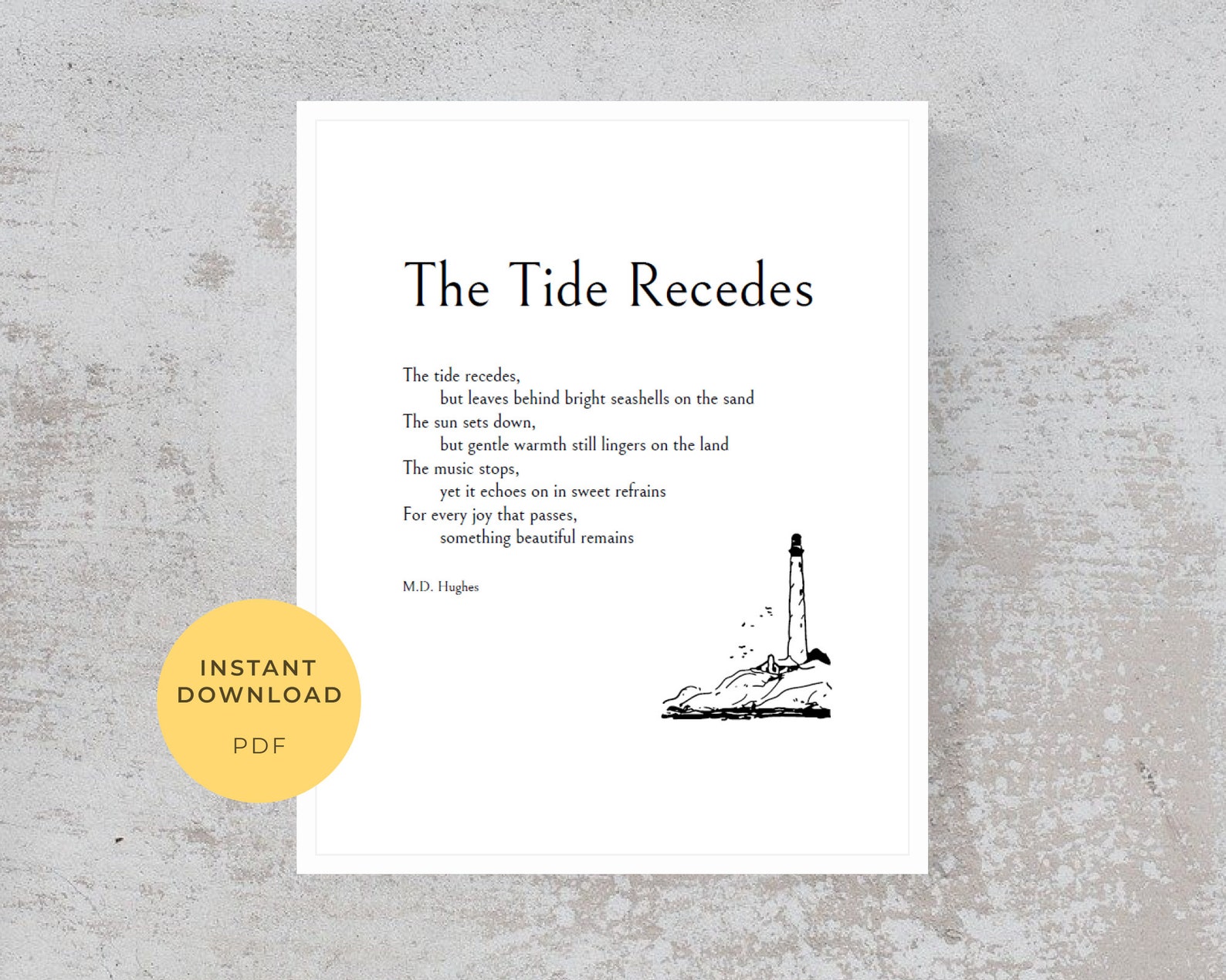 The Tide Recedes – Printable Poem, Printable Quote Art, Beach Wall Art ...