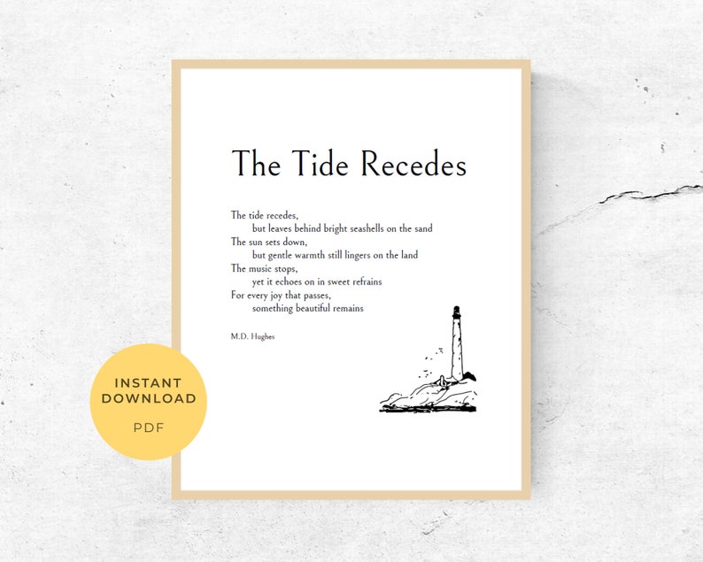 The Tide Recedes – Printable Poem, Printable Quote Art, Beach Wall Art ...