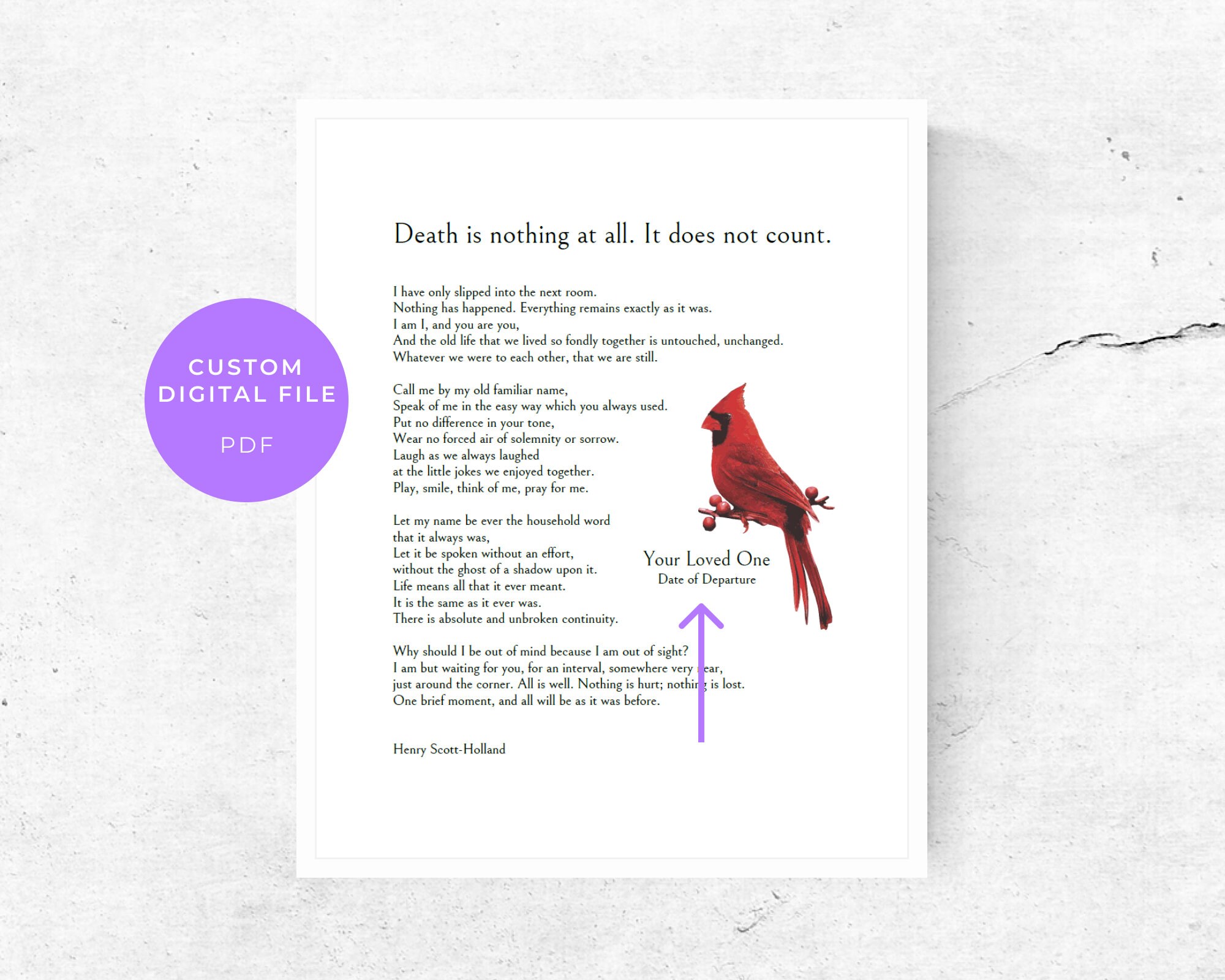 Death is Nothing at All, Printable Art, Death of Loved One, Sympathy ...