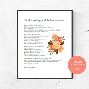 Death is Nothing at All, Printable Wall Art, Death of Loved One ...