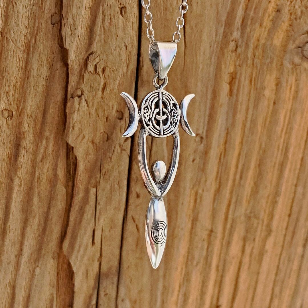 Chalice Well Fertility Goddess Pendant Necklace Sterling Silver Triple ...