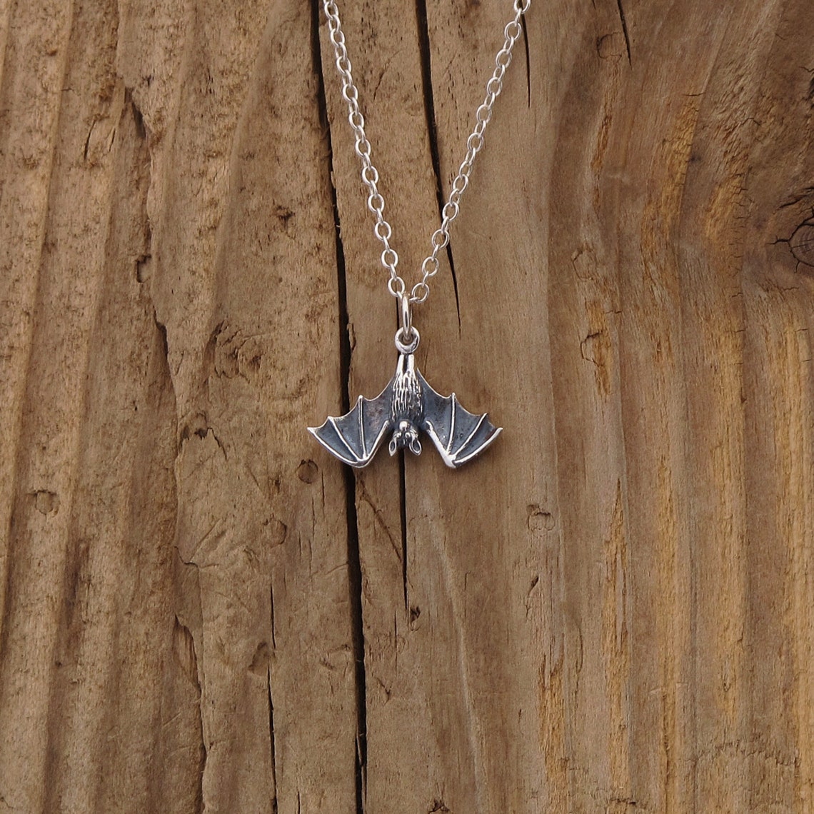 Hanging Bat Pendant Necklace Realistic Sterling Silver Gift - Etsy
