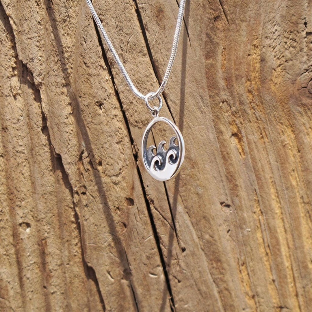Wave Surf Pendant Necklace Sterling Silver Ocean Gift Boxed Beach ...