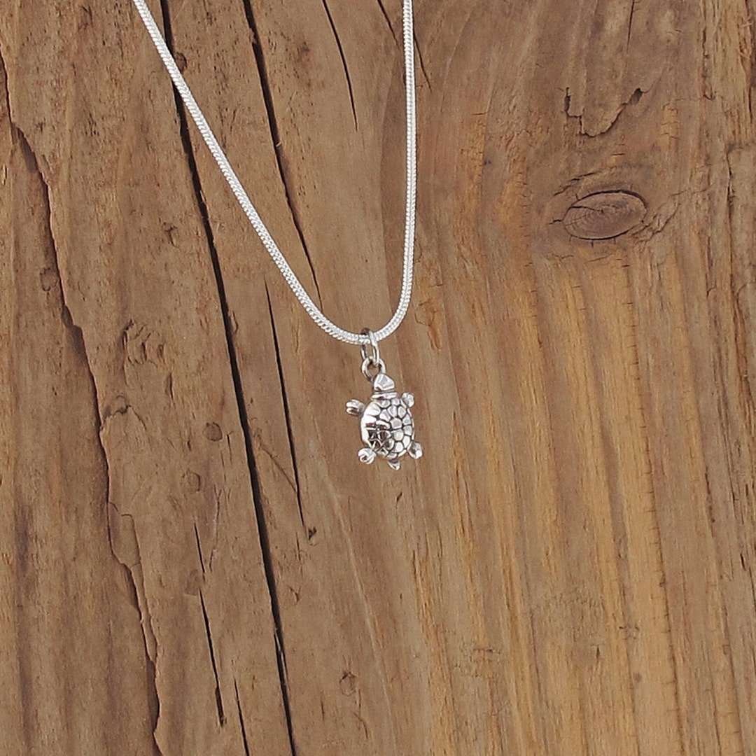 Tiny Turtle Realistic Pendant Necklace Sterling Silver - Etsy