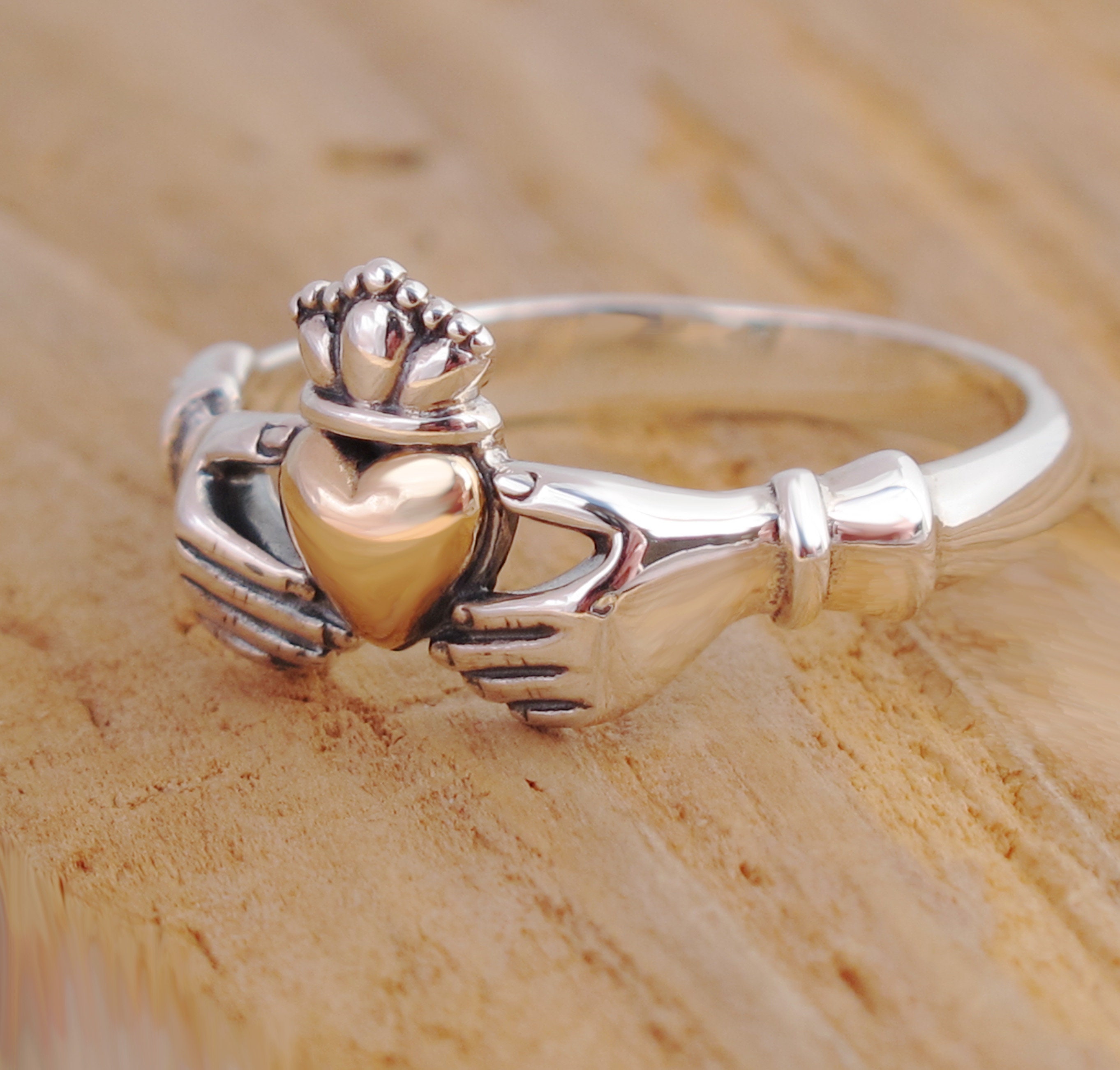 Claddagh Ring Sterling Silver Bronze Heart Mixed Metals Crown - Etsy