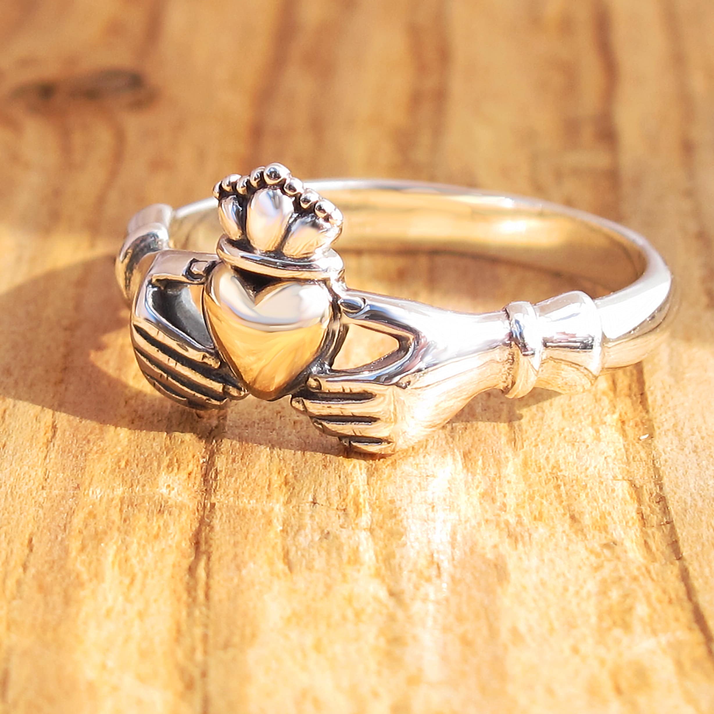 Claddagh Ring Sterling Silver Bronze Heart Mixed Metals Crown - Etsy