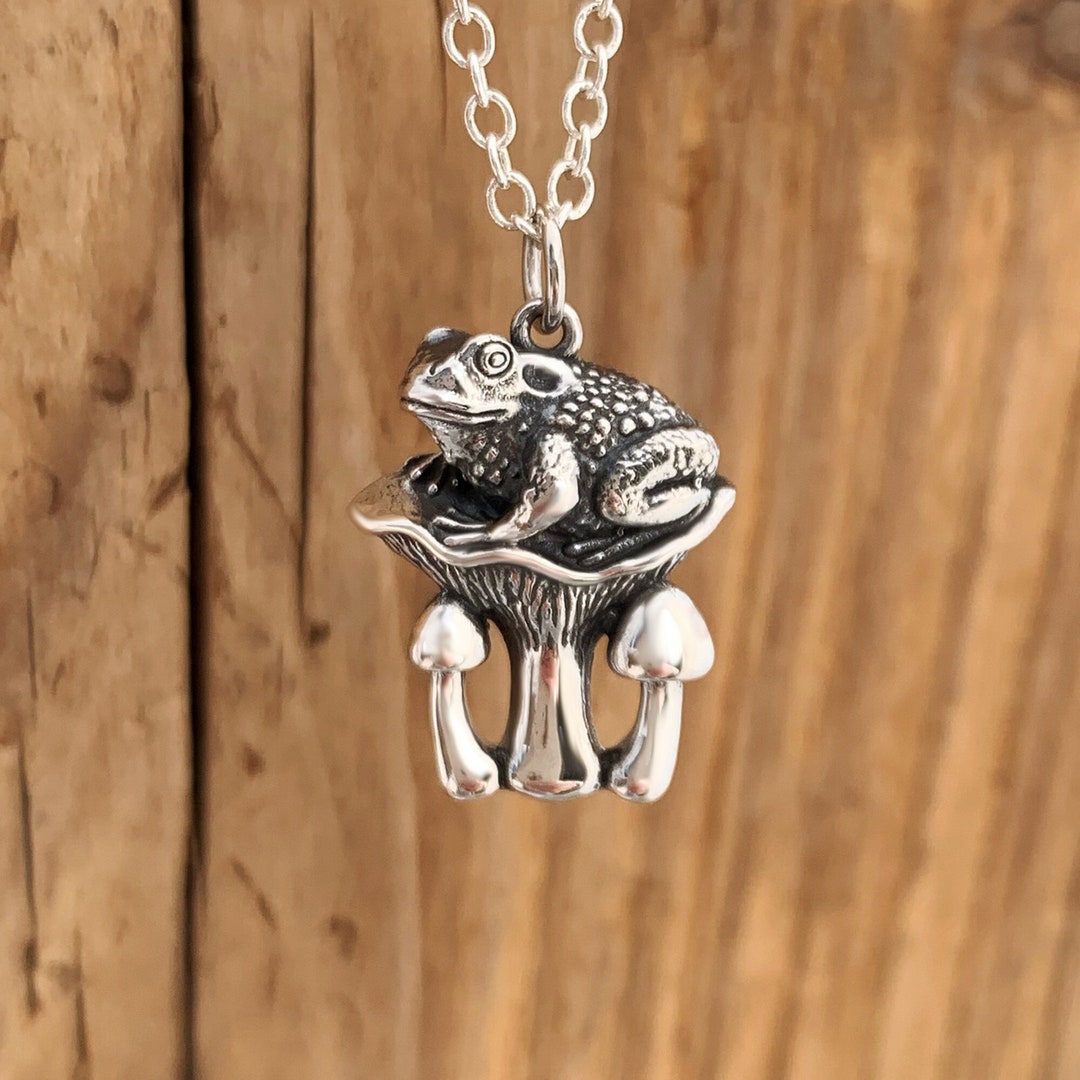 Toad Mushroom Pendant Necklace Sterling Silver Frog Fertility Rebirth ...