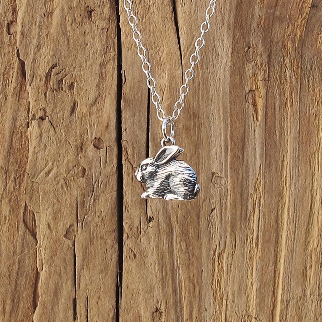 Bunny Rabbit Realistic Pendant Necklace Solid Sterling Silver Gift Box ...