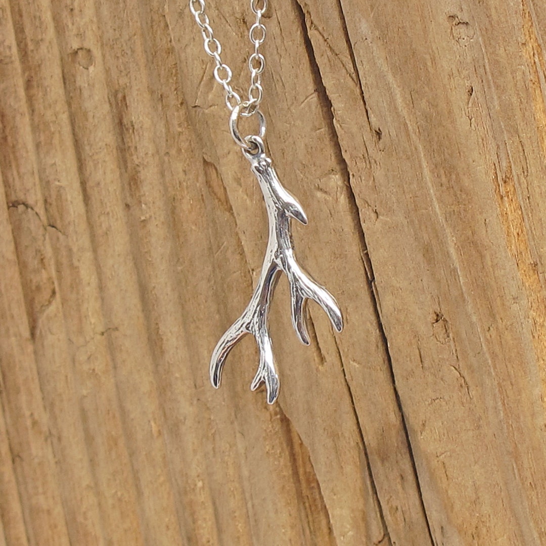Stag Deer Antler Pendant Necklace Sterling Silver Charm Gift Boxed ...