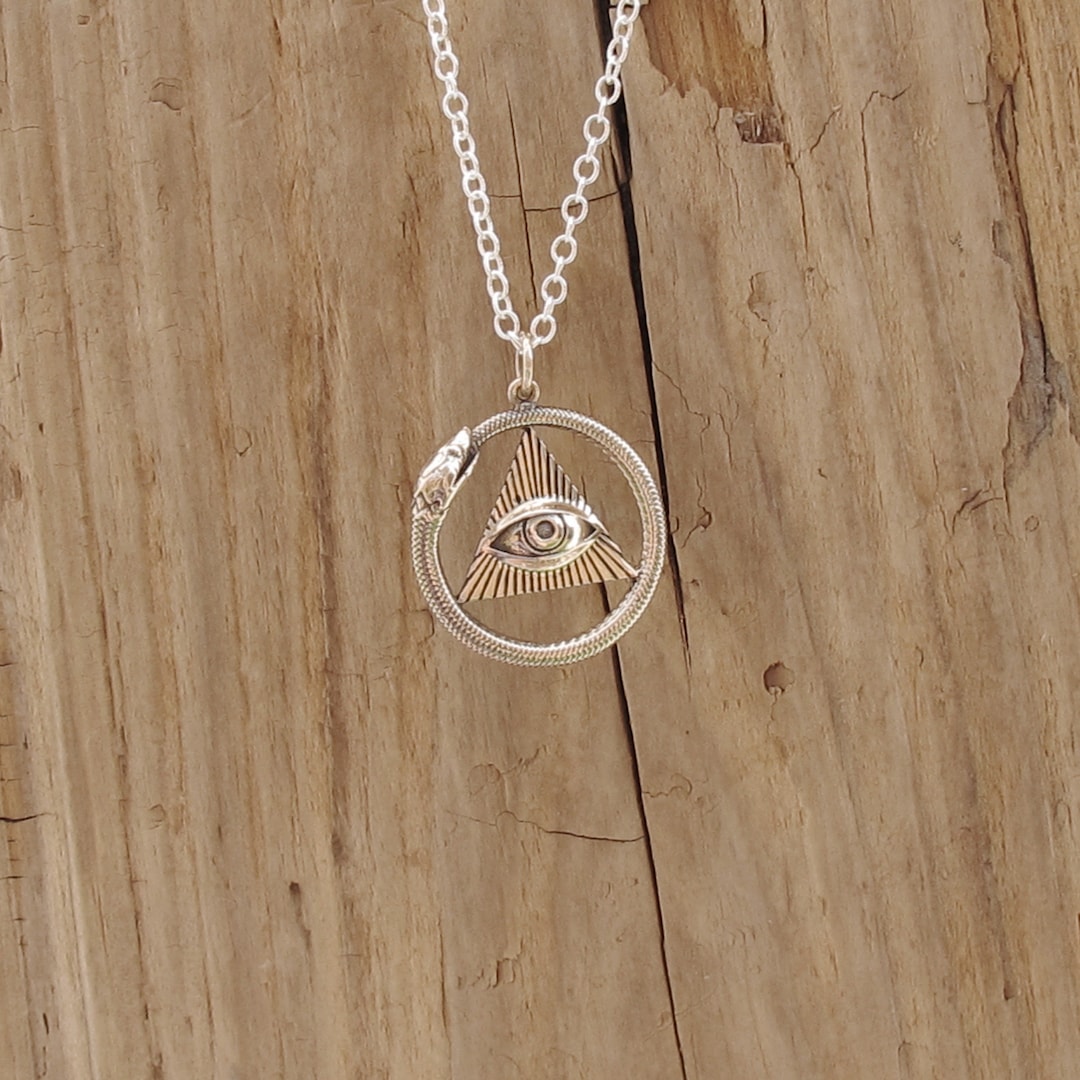 All Seeing Eye Ouroboros Snake Pendant Necklace Eating Tail Serpent ...