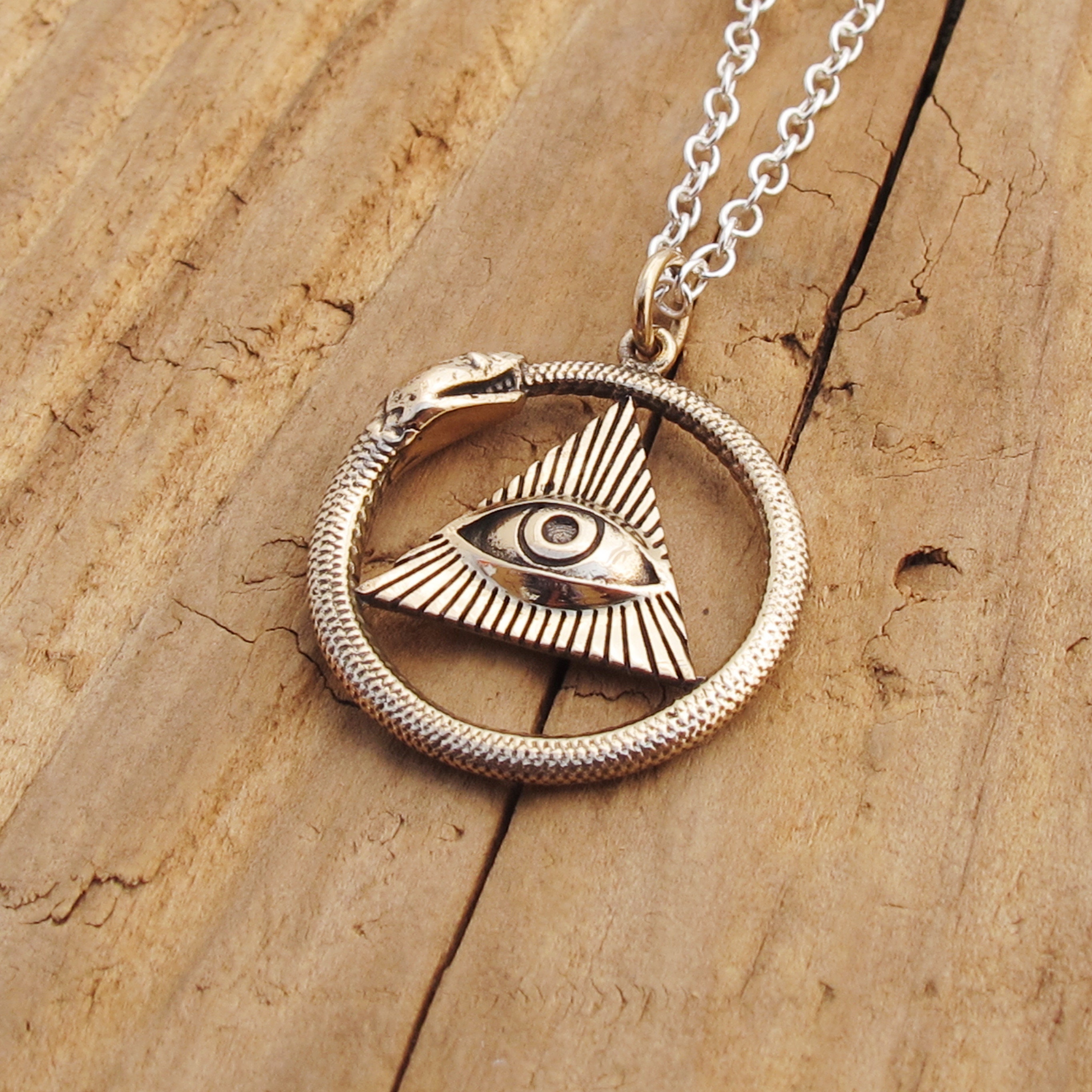 All Seeing Eye Ouroboros Snake Pendant Necklace Eating Tail Serpent ...