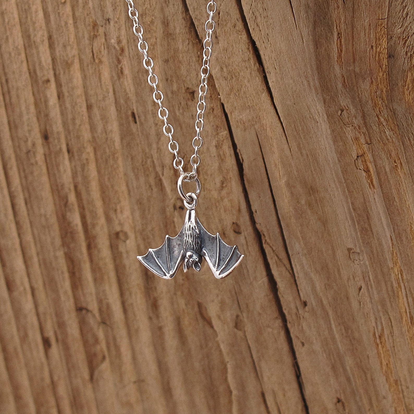 Hanging Bat Pendant Necklace Realistic Sterling Silver Gift - Etsy