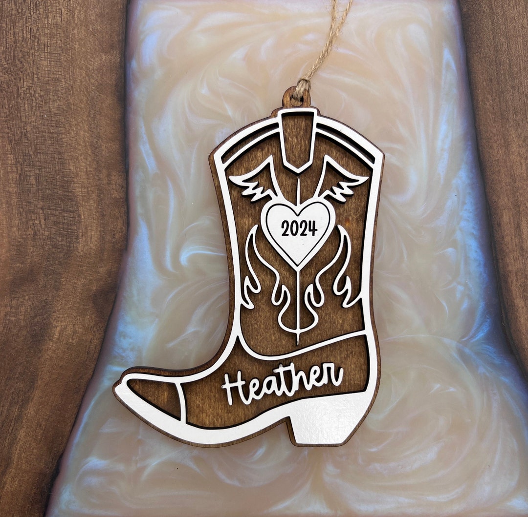 Personalized Cowgirl Boot Ornament Personalized Cowgirl Ornament Cowboy ...