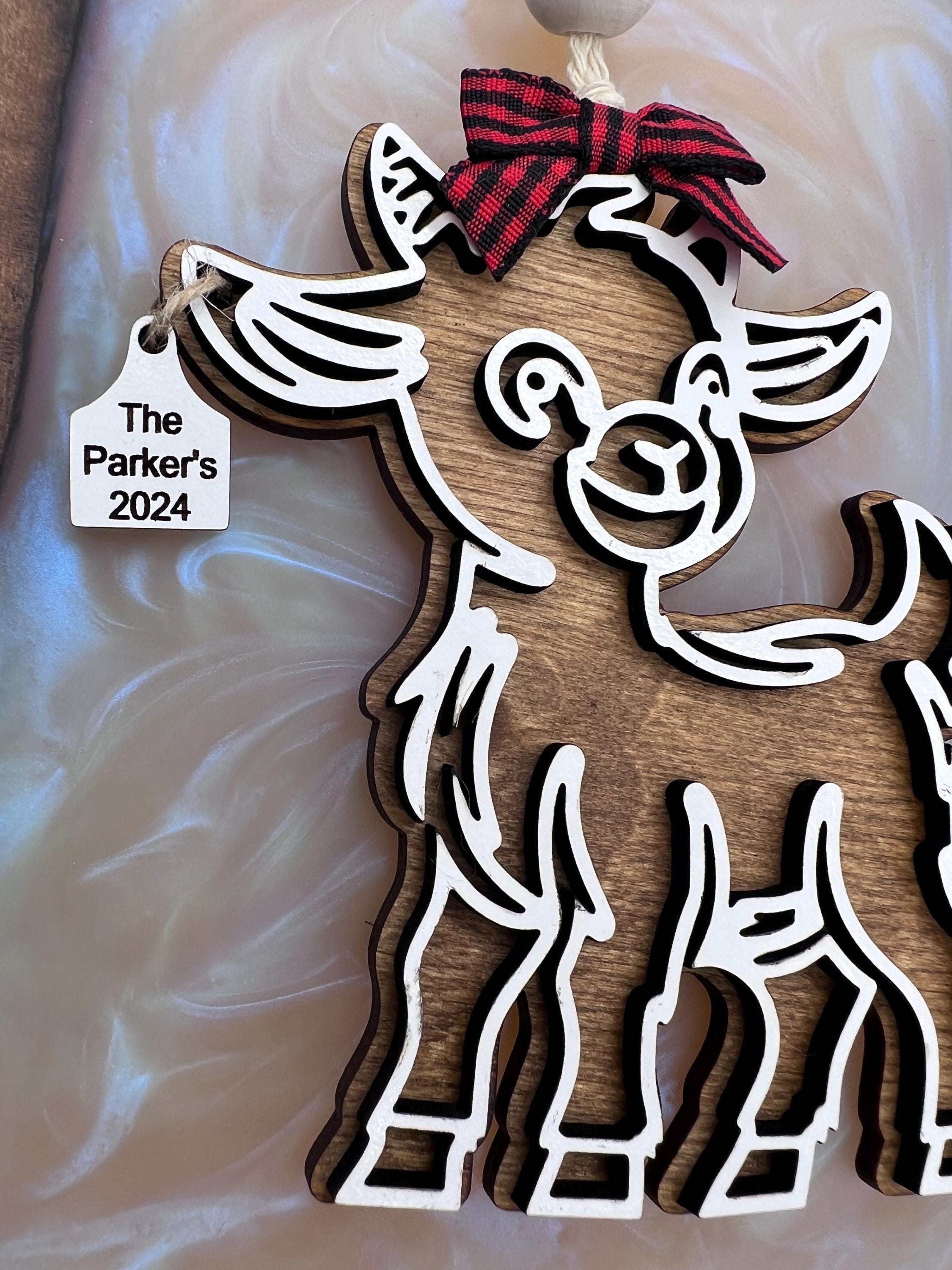 Personalized Goat Ornament | Birch Ply Baby Farm Animal Gift - Etsy