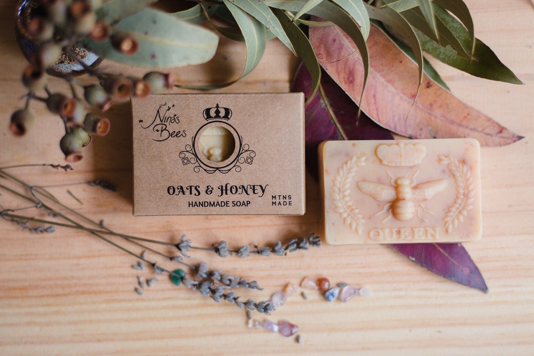 Handmade Honey Oats Soap Bar: Queen Bee Design, Organic Skincare - Etsy