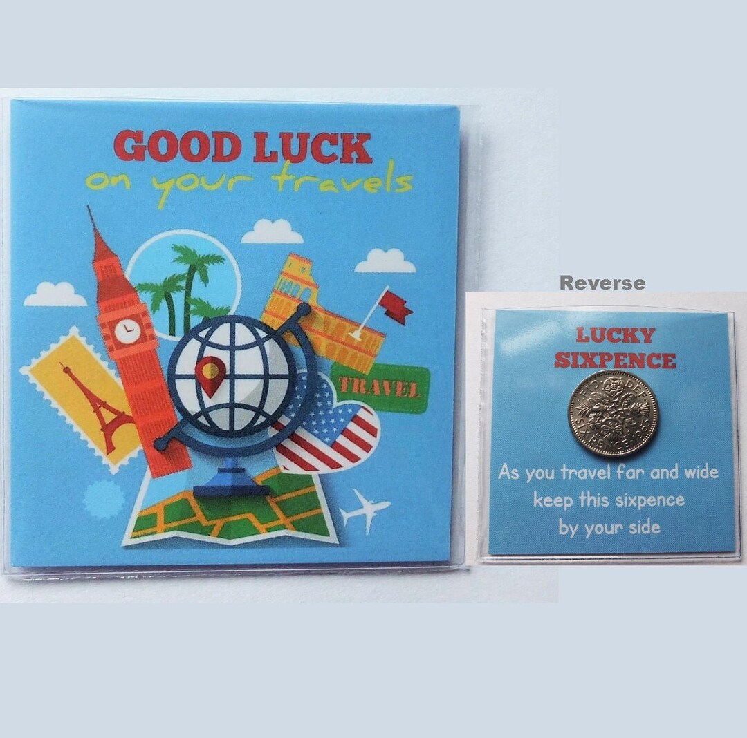 Good Luck on Your Travels Holiday Lucky Sixpence Charm Backpacking Gap ...