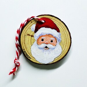 Hand Painted SANTA CLAUS Wood Slice Christmas Ornament SANTA Ornament ...