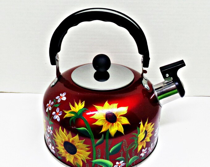 Sunflowers, Tea Kettle Sunflowers, Sunflower Decor, Kitchen Decor ...