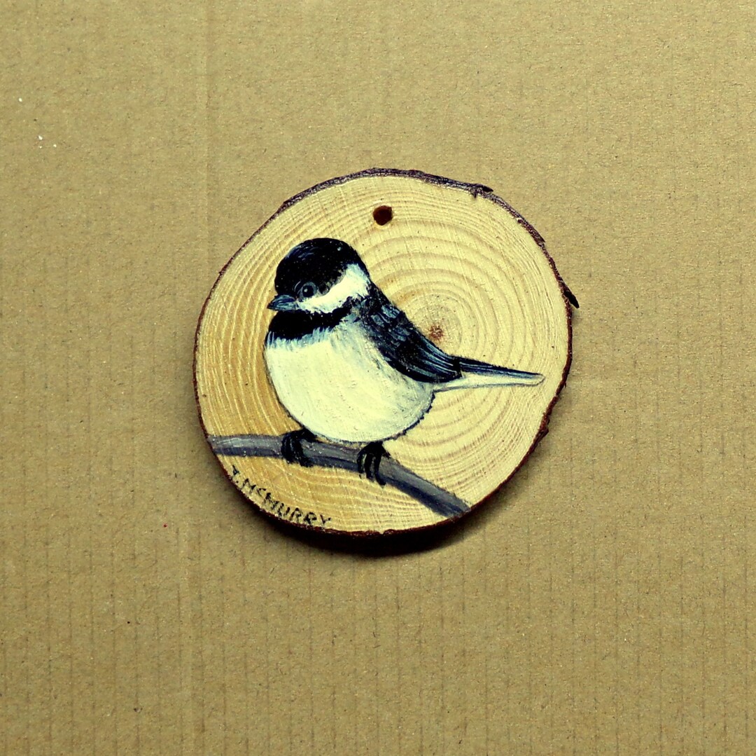 Hand Painted WREN on Wood Slice Bird Lover Wall Art Cottagecore Bird ...