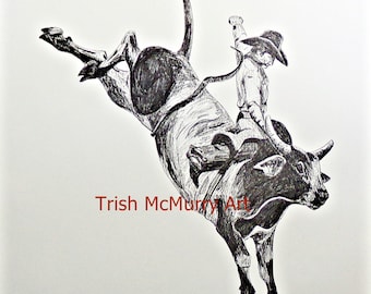 Easy Bull Riding Drawings