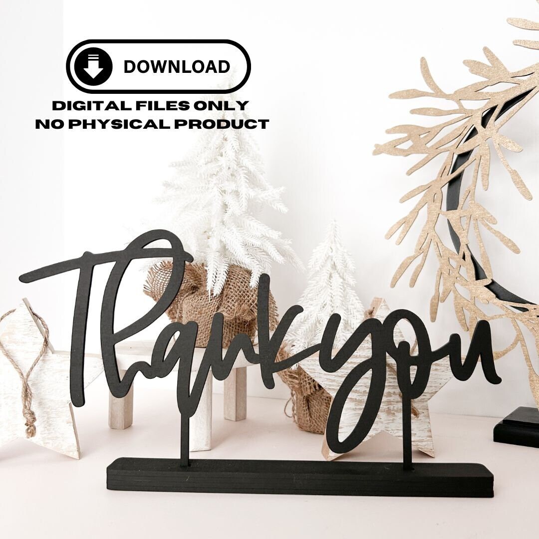 Thank You Little Word Stands DIGITAL CUT FILE Free Standing Phrase With ...